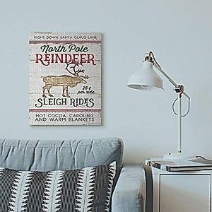 Stupell Industries North Pole Reindeer Wood Texture Holiday Christmas Word Design Canvas, 24 x 30, Multi-Color