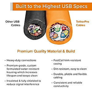 Tether Tools TetherPro USB 2.0 to Mini-B 8-Pin Cable | for Fast Transfer Between Camera and Computer | High Visibility Orange | 15 Feet (4.6 m)