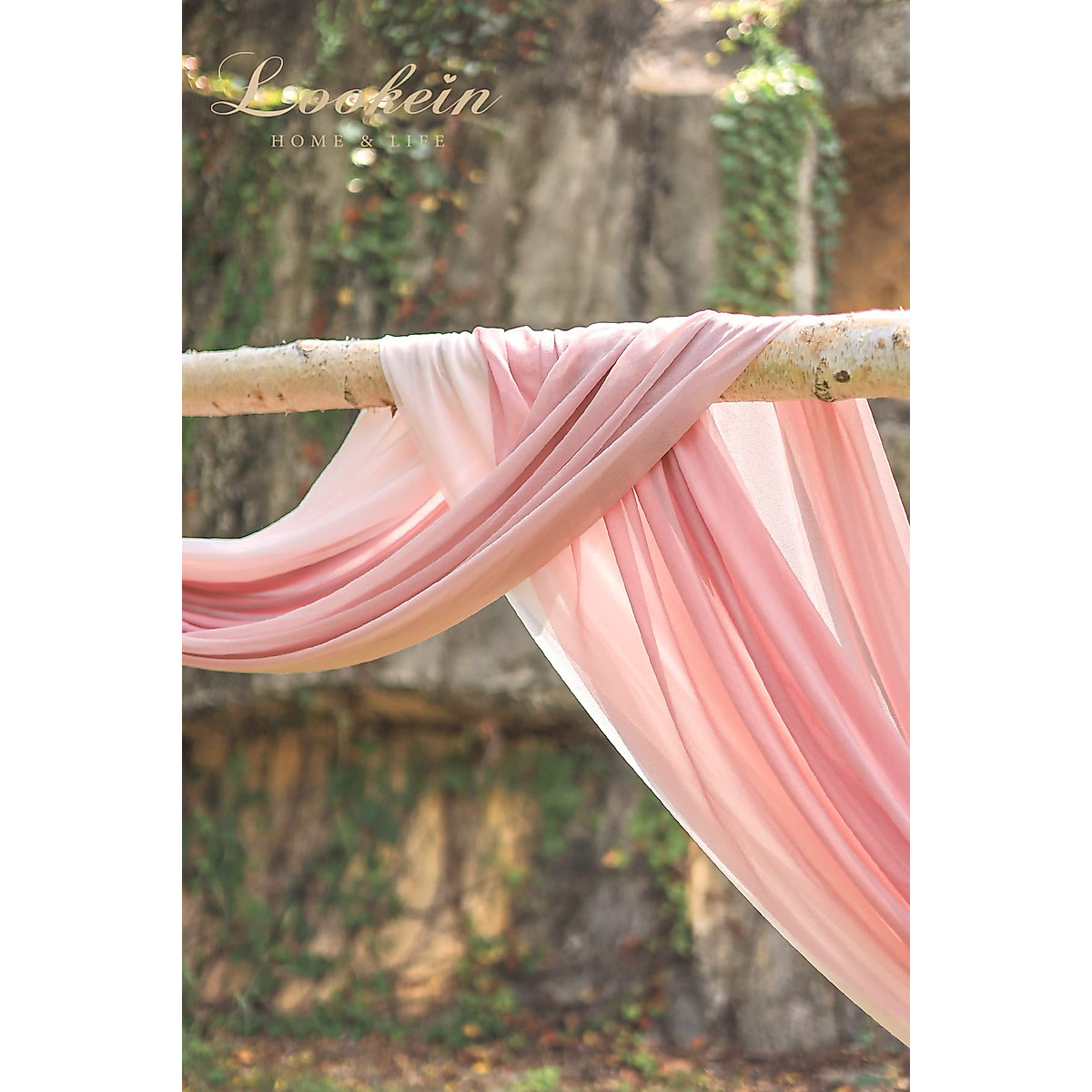 Lookein Arch Drapes for Wedding Party Reception Backdrop Wedding Arbor, 3 Panels 30" Wide 6.5 Yards, Blush& Dusty Rose& Mauve