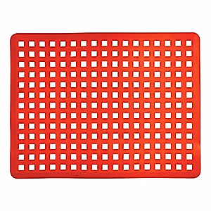mDesign Decorative Kitchen Plastic Sink Protector Set - Protect Surfaces and Dishes - Quick Draining, Modern Slotted Design - Includes 1 Saddle, 2 Large Mats - Set of 3 - Red
