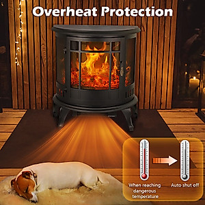 LifePlus Electric Fireplace, 25 Inch Fireplace Heater with Thermostat, Freestanding Fireplace Stove with Real & Adjustable Flame, Overheating Protection, 1500W Space Heater for Home Indoor Use