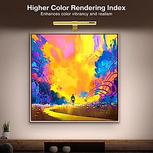 Olafus Picture Light Battery Operated with Remote, Rechargeable Wireless Wall Light, 3 Color Temperatures, Infinite Dimming and Timer, Cordless Art Frame Lighting, Gallery Painting Display Lamp Gold