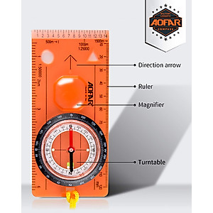 AOFAR Orienteering Compass AF-5C for Hiking, Boy Scout Compass for Kids - Professional Field Compass for Map Reading,Navigation and Survival Lightweight - Mini Camping Compass