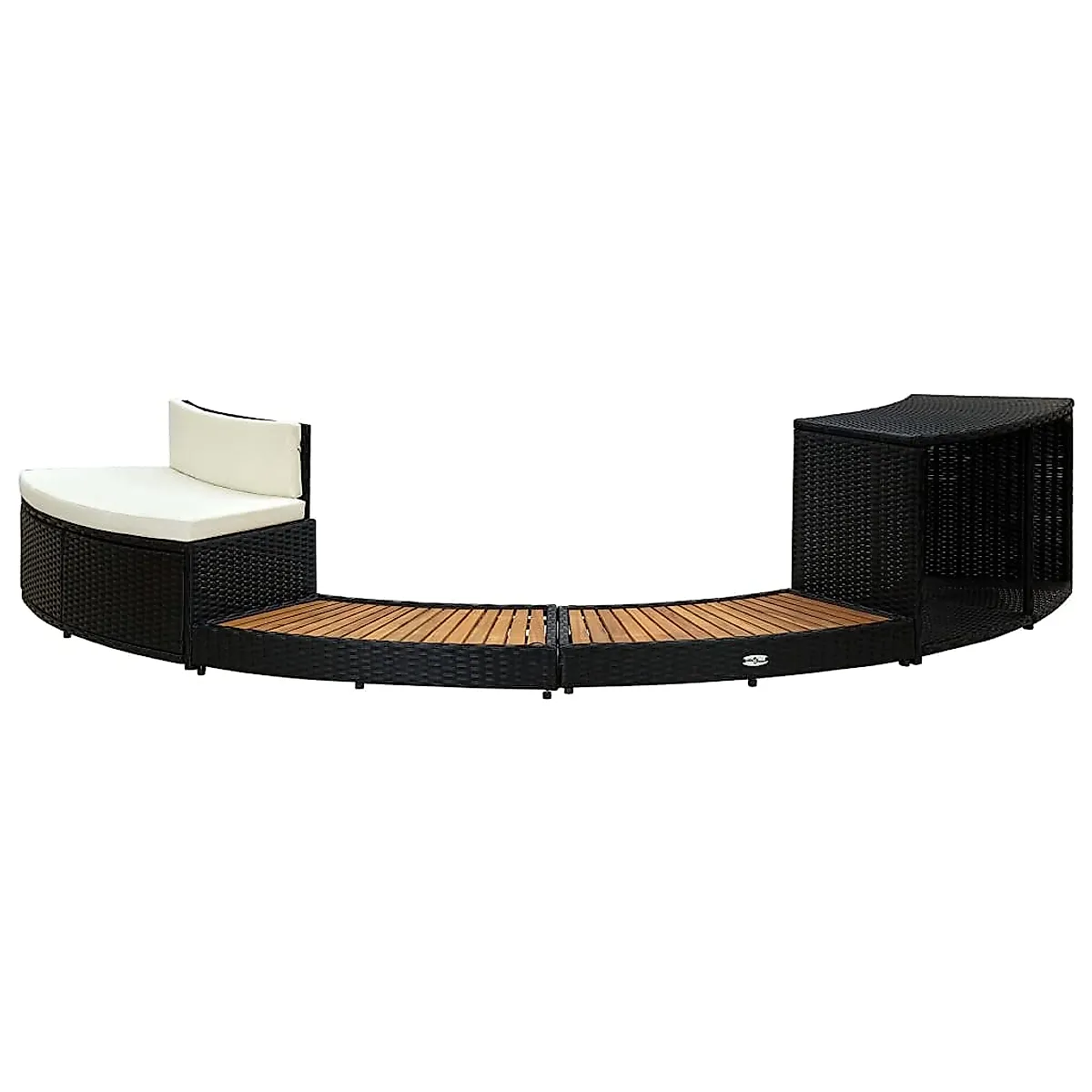 OUSEE Spa Surround Black Poly Rattan and Acacia Wood