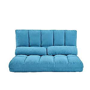 Merax Floor Sofa Bed, Foldable Sleeper Sofa Bed, Adjustable Futon Sofa Folding Lazy Sofa Floor Sofa Couch with 2 Pillows (Blue)