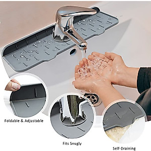 Sink Splash Guard, Silicone Faucet Absorbent Mat, Protector for Kitchen and Bathroom Sink, Faucet Handle Drip Catcher Tray, Drying Pad