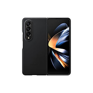 SAMSUNG Galaxy Z Fold4 Leather Cover, Protective, Premium, Elegant Phone Case with Front and Back Protection, Soft Surface, US Version, Black