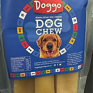 Doggo Dog Chew - Premium Yak Cheese Himalayan Dog Chews - Natural Yak Chews for Large and Small Dogs - Yak Milk Dog Chew - Long-Lasting Treats Aggressive Chewers - X-Large, 1 Pound (3 Pieces)