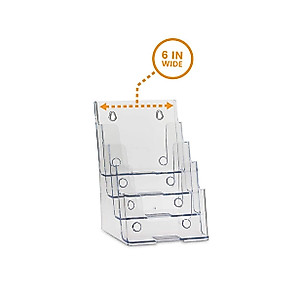 Dazzling Displays Clear Acrylic 4-Tier Brochure Holder for 6"W x 9"H - Half-Page Material (1)