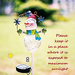 haitianxin Christmas Solar Garden Lights Stakes Snowman Pole Lamp New Year Decor Yard Art Outdoor Winter Lawn Pathway