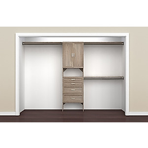 ClosetMaid SuiteSymphony Closet Organizer with Shelves, 2 Doors, 4 Drawers, 25-Inch-Natural Gray