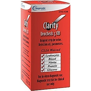 DTG-5OB PT# DTG-5OB- Clarity UroCheck Urinalysis Test Strip 5 Parameter 100/B...
