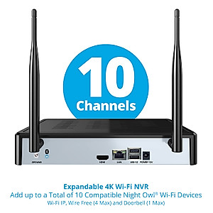 Night Owl 10 Channel Bluetooth Video Home Security Camera System with 3 Battery Powered 1080p HD Wire Free Indoor/Outdoor Cameras with 2-Way Audio and 1TB Hard Drive (Expandable up to 10 Cameras)