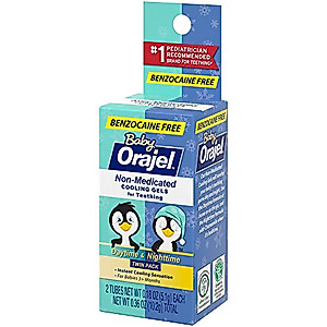 Orajel Baby Daytime & Nighttime Cooling Gels for Teething, Drug-Free, #1 Pediatrician Recommended Brand for Teething*, Two 0.18oz Tubes