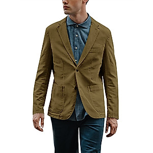 Men's Corduroy Blazer Jacket Single Breasted Solid Work Wear Vintage Spoat Coat Casual Corduroy Suit Jacket Green