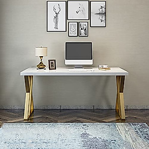 LIMKOO Computer Desk Home Office Desk Paint Panel Rugged Study Room Workstation is 39 to 62 Inches Long Writing Study Desk Desktop PC Desk with Drawer Desk for Bedroom (Size : 1.6 Meters)