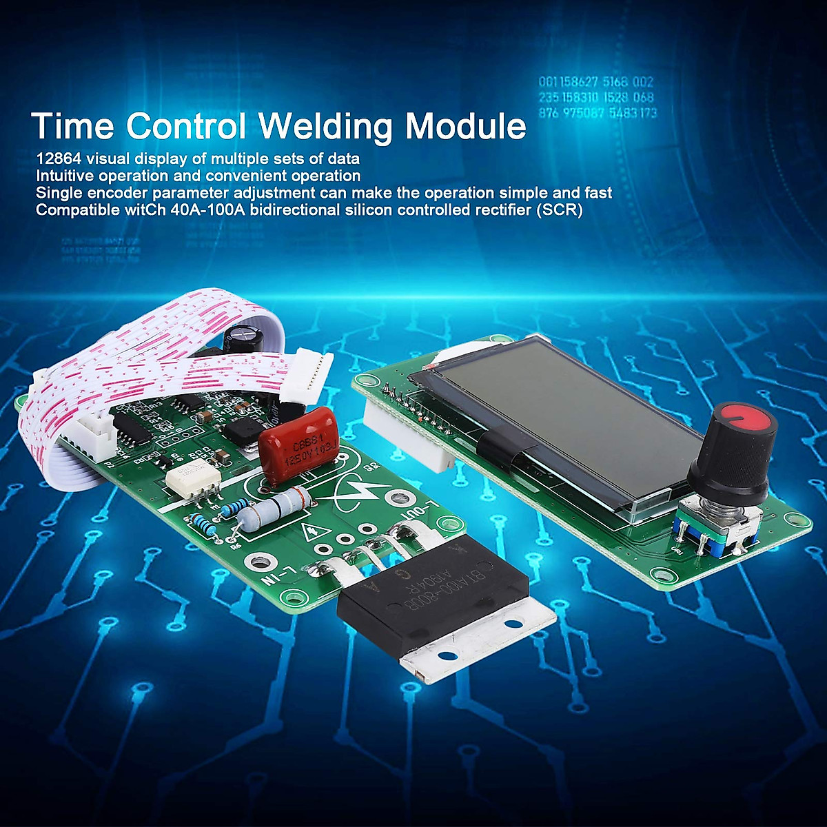 Spot Welder Module 9-12VAC 100A Time Control Welding Module Digital LCD Spot Welder Double Pulse Encoder