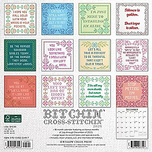 Willow Creek Press Bitchin' Cross-Stitchin' Monthly 2024 Wall Calendar (12" x 12")