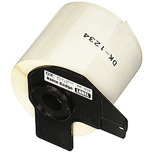 Brother Genuine DK-12343PK Die-Cut Name Badge Paper Labels, 2.3 in x 3.4 in (60 mm x 86 mm) Adhesive Name Badge White Paper Labels, 260 Labels per Roll, (3) Rolls per Box