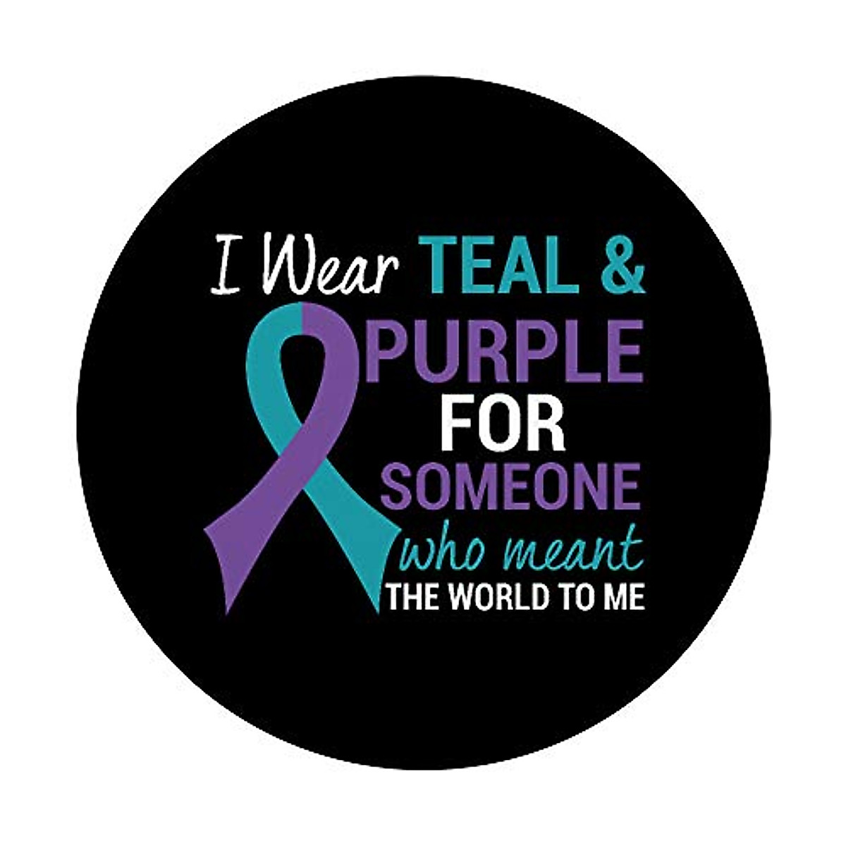 Semicolon Teal & Purple Ribbon Suicide Awareness PopSockets Swappable PopGrip