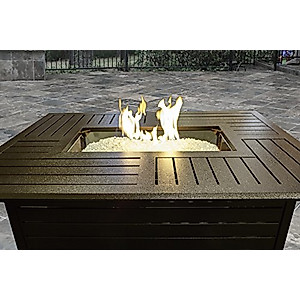 Hiland FS-1010-T-12 Fire Pit Propane w/Glass, Square, Hammered Bronze