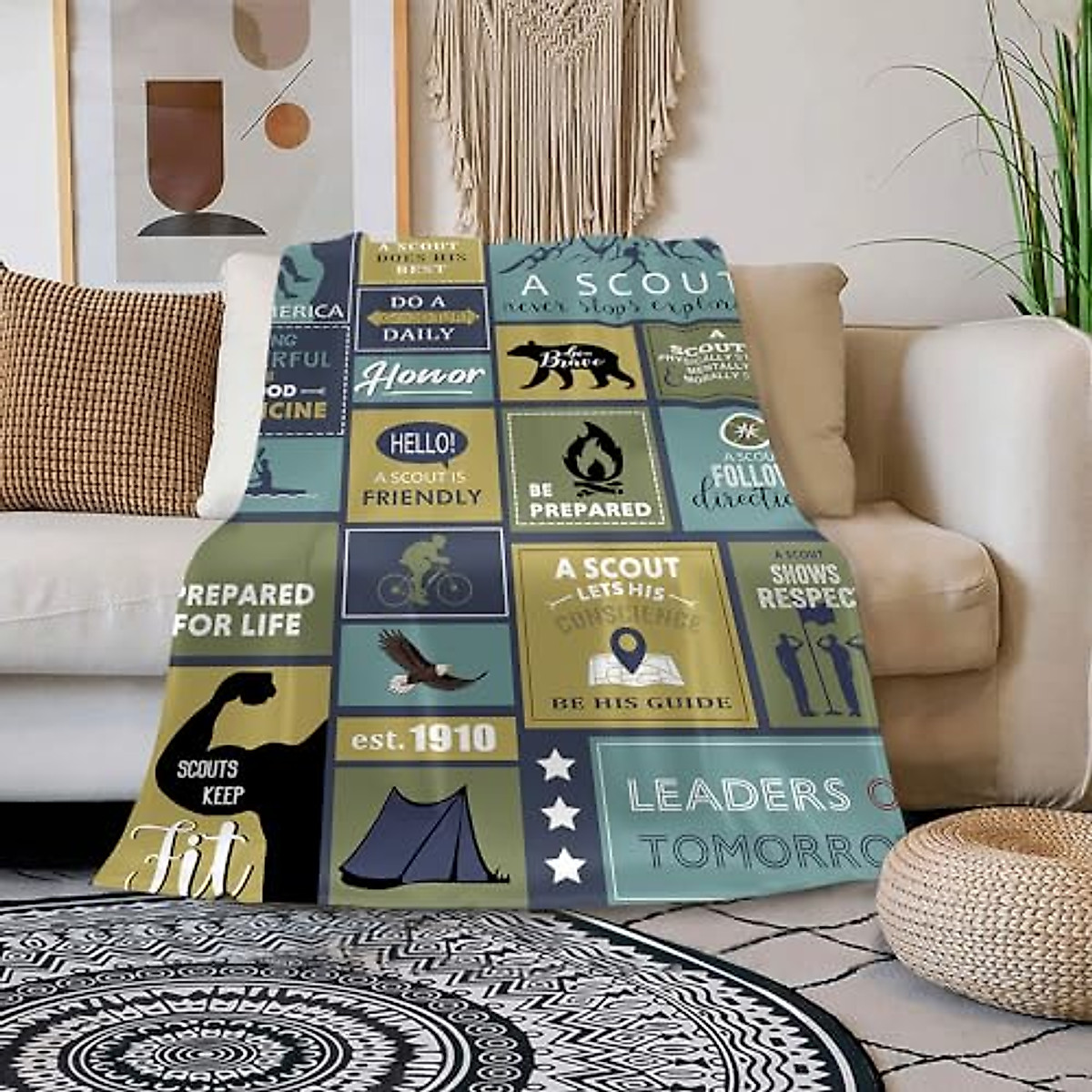 Scout Throw Blanket for Scout Lovers Soft and Fuzzy Fleece Scout Blanket Gifts for Scout Boys and Girls