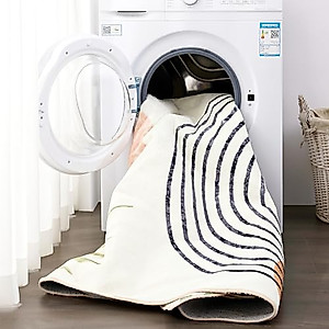 RoomTalks Boho Cute Bathroom Rugs Bath Mat Non Slip Washable, Modern Abstract Geometric Shape with Tropical Leaves 2x3 Small Area Rug for Bedroom Kitchen, Neutral Contemporary Retro Indoor Entry Rug