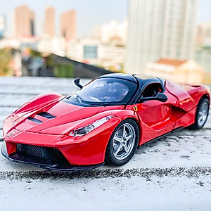 WAKAKAC 1/32 Ferrari Race Model Car and LaFerrari Toy Car, Pull Back Vehicle Alloy Diecast Model, Openable Doors, Collectible Gift Cars for Kids Ages 3-8 (Red)
