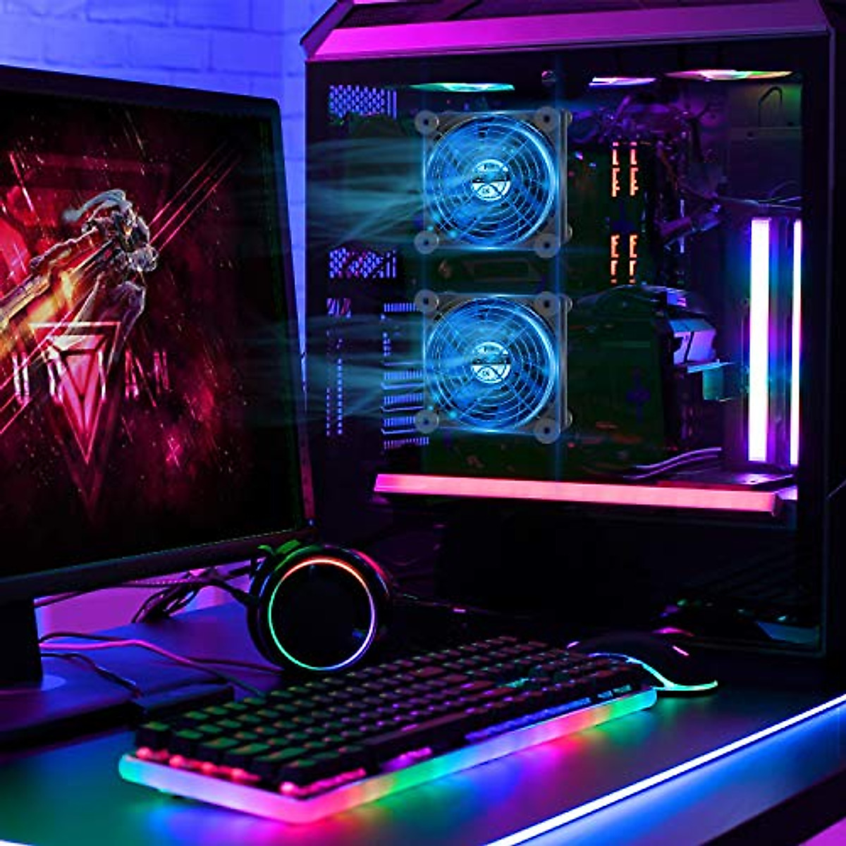 iPower Silent Dual 120mm USB Fan with Speed Controller for Indoor Plant Stand Shelf Ventilation Circulate Air