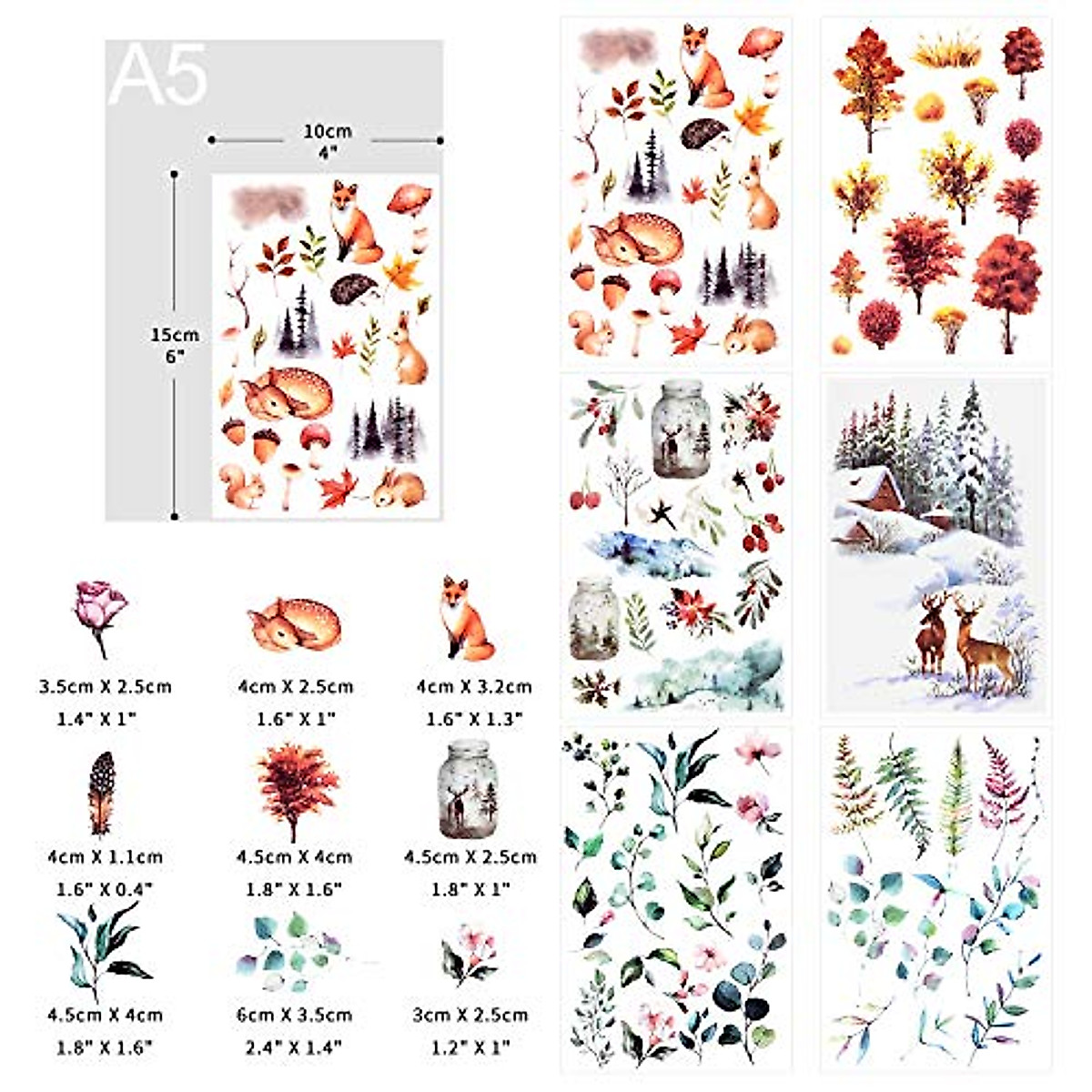 Rub On Transfer Sticker Scrapbook Stickers Flower Stickers Decoration Sticker Planner Stickers Plant Stickers for Scrapbooking Diary Album Journals DIY Arts and Crafts (Forest)