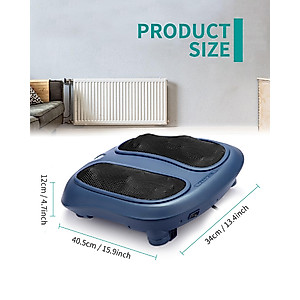 Nekteck Foot Massager with Heat, Shiatsu Heated Electric Kneading Foot Massager Machine for Plantar Fasciitis, Built-in Infrared Heat Function and Power Cord（Blue)