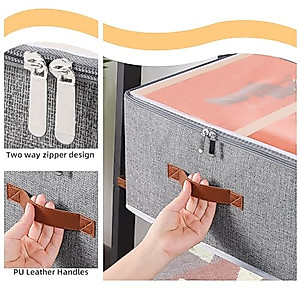 OUTBROS Large Storage Bins with Lid, Foldable Storage Bags and Handle, Zipper Storage Boxes, Used for storing clothes, blankets, pillows, 19.7 x 15.7 x 11.8 inch, 2-Pack