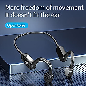 lecoo Bone Conduction Headphones,Open-Ear Bluetooth IPX5 Waterproof Sports Headsets,Gaming Bluetooth Earphone with Digital Power Display,Suitable for Swimming,Running (Black)