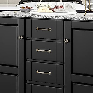 Home Styles Large Mobile Create-a-Cart Black Finish Two Door Cabinet Kitchen Cart with Salt and Pepper Granite Top, Adjustable Shelving