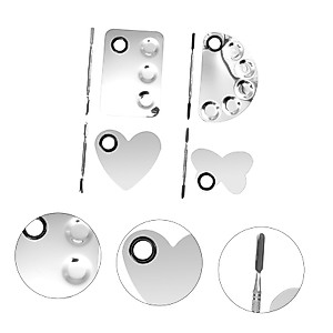 FRCOLOR 4 Sets Palette Set Makeup Nail Art Palettes Cosmetic Mixing Palettes Spatulas Nail Color Mixing Trays Polish Mixing Plate Manicure Color Pallet Stainless Steel Mixed Board Make up