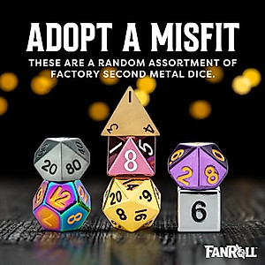 FanRoll by Metallic Dice Games Misfit Metals, Bag of DND Dice, Role Playing Game Dice Accessories for Dungeons and Dragons