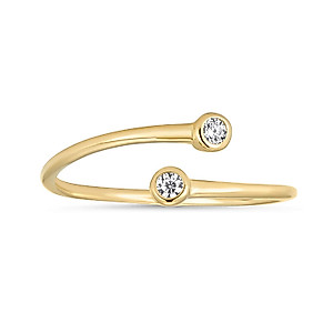 14k Gold Plated Sterling Silver Dainty Twin Circles Ring Band