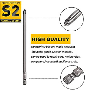 30 Pcs Long Magnetic Screwdriver Bit Set 4 Inch, Mixiflor 1/4 Inch Hex Shank S2 Steel Magnetic 4 Inch Long Drill Bits with Storage Box(Slotted+Cross+Square +Torx)