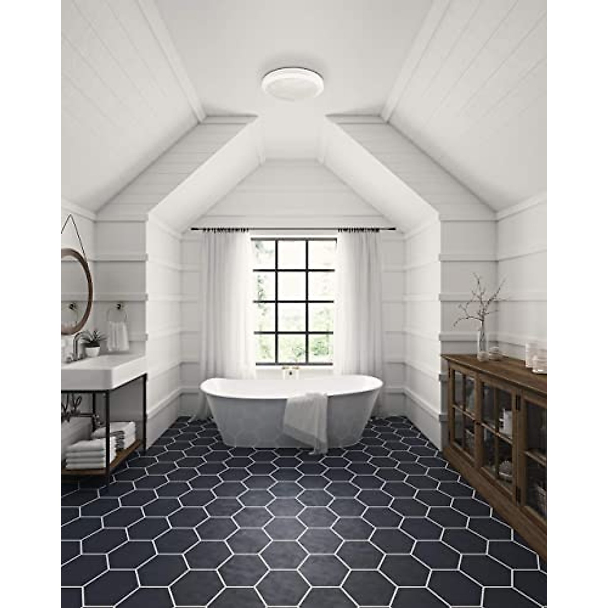 Hunter 90052z Saturn Decorative Bathroom Ventilation Exhaust Fan and Light, 80 CFM, Satin White