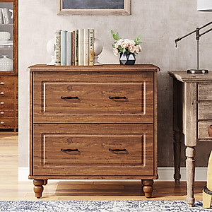 Tribesigns 2 Drawer Lateral Filing Cabinet, Wood Office File Cabinets with Solid Wooden Legs and Anti-tilt Mechanism for Home Office