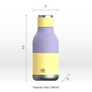 Urban Insulated and Double Walled Stainless Steel Bottle 16 Ounce by Asobu (Pastel Yellow)