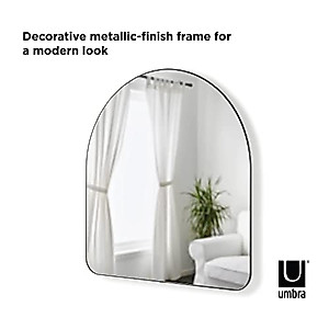 Umbra Hubba Arched Wall Mirror with Metallic Frame, Modern Style for Bathroom, Entryway, Living Room and More, 34 x 36-Inch, Titanium