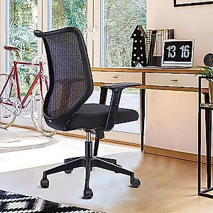 ETasker Ergonomic Office Chair Home: Mesh Desk Chair with Adjustable Arms - Mid Back Computer Chairs for Women Adults - Swivel Task Chair Comfortable for Home Office (Black)