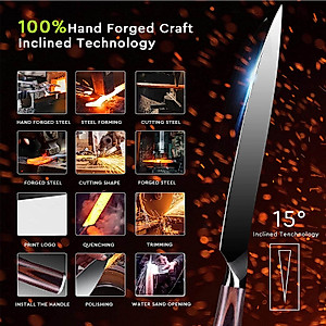 Qisebin Pro Kitchen Chef’s Knife 8-Inch German High Carbon Stainless Steel, Ergonomic Handle, Ultra Sharp for Kitchen & Restaurant