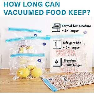 20 PCS Reusable Vacuum Sealer Bags for Food & Snack Storage, Meal Prep & Sous Vide, BPA Free Vacuum Zipper Bags, Freezer & Microwave Safe, 3 Sizes, 8" x 8" x 7, 10" x 11" x 7, 13" x 10" x 6, Clear