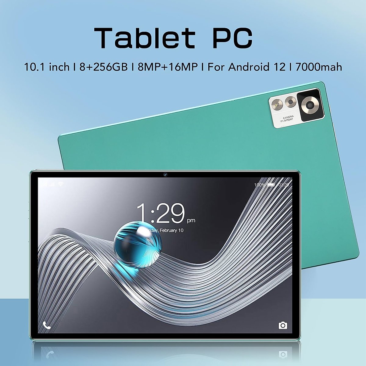 2 in 1 Tablet with Keyboard, 10.1 inch Android 12 Tablet PC, 8+256GB, Octa Core, 8MP+16MP Dual Camera, GPS, Bluetooth, WiFi, 4G LTE Tablet with Case (US Plug)
