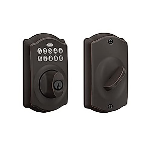 Schlage BE365 V CAM 716 Camelot Keypad Deadbolt, Electronic Keyless Entry Lock, Aged Bronze