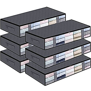 StorageRight Storage Bags, Clothes Storage,Under bed Storage Containers With Durable Handles,Large Capacity Storage Bins,Foldable Storage Organizers For Clothes,Bedding and Toys-75L/6 Pack/Grey