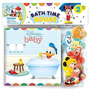 Disney Baby Bath Time Books - Activity Books for kids, Bath book, 6 Padded suction cups, 1 Mesh bag