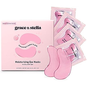 Award Winning Under Eye Mask (Pink, 48 Pairs) Reduce Dark Circles, Puffy Eyes, Undereye Bags, Wrinkles - Gel Under Eye Patches, Vegan Cruelty-Free Self Care by grace and stella